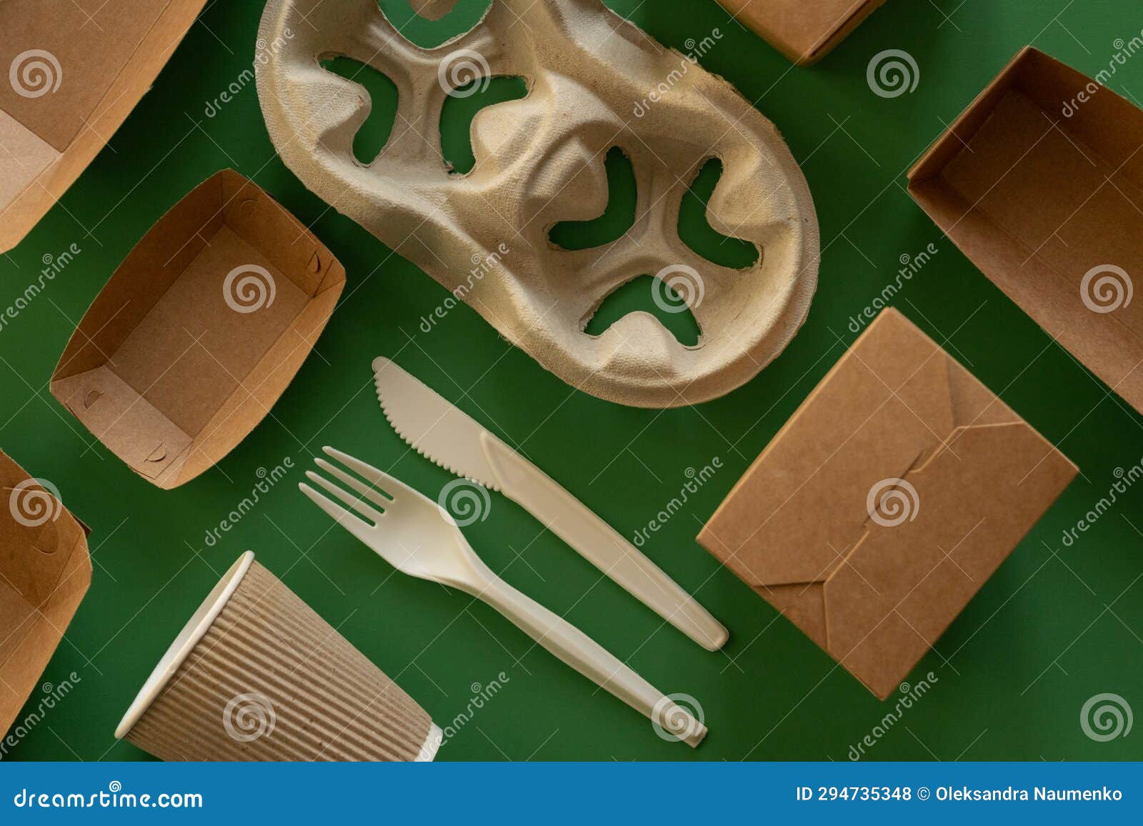 Packaging Concept - Selection of Paper Craft Packaging on Green ...