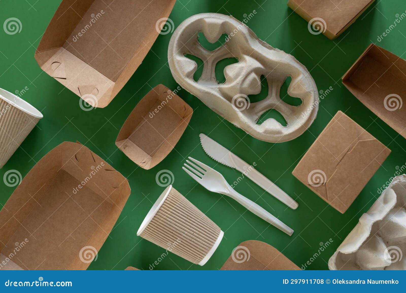 Packaging Concept - Selection of Paper Craft Packaging on Green ...