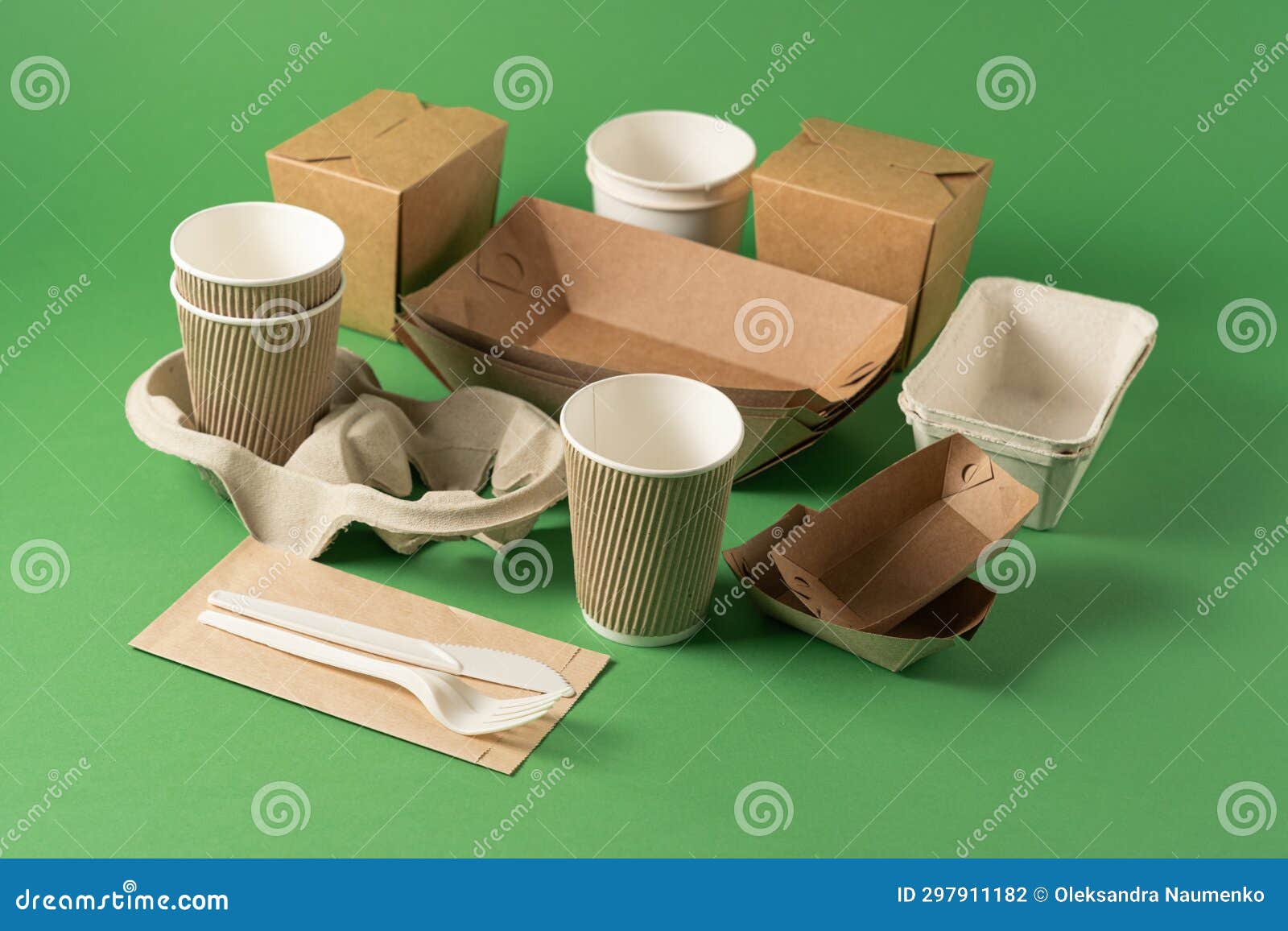 Packaging Concept - Selection of Paper Craft Packaging on Green Stock ...