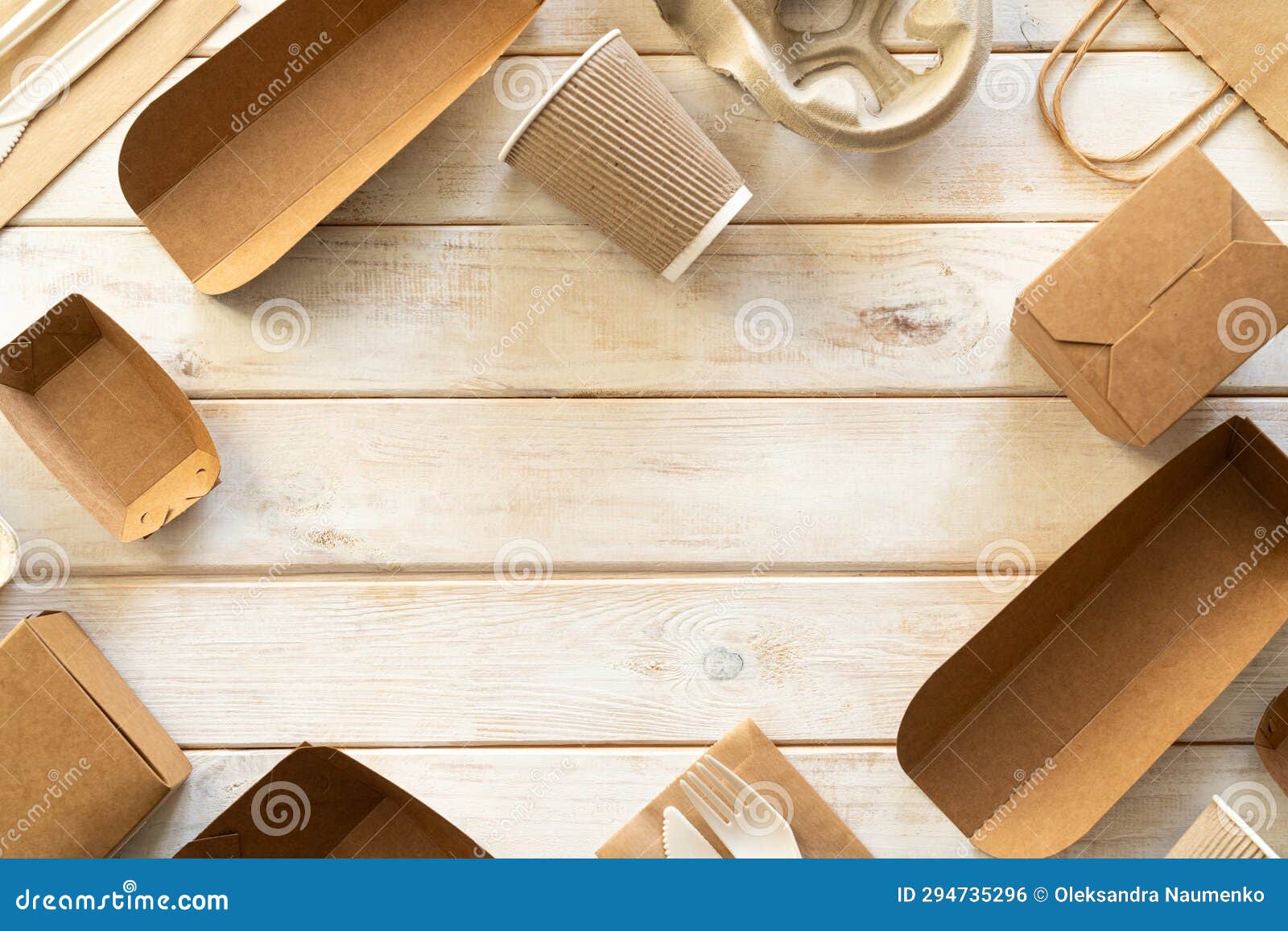 Packaging Concept - Selection of Paper Craft Packaging on White Wood ...