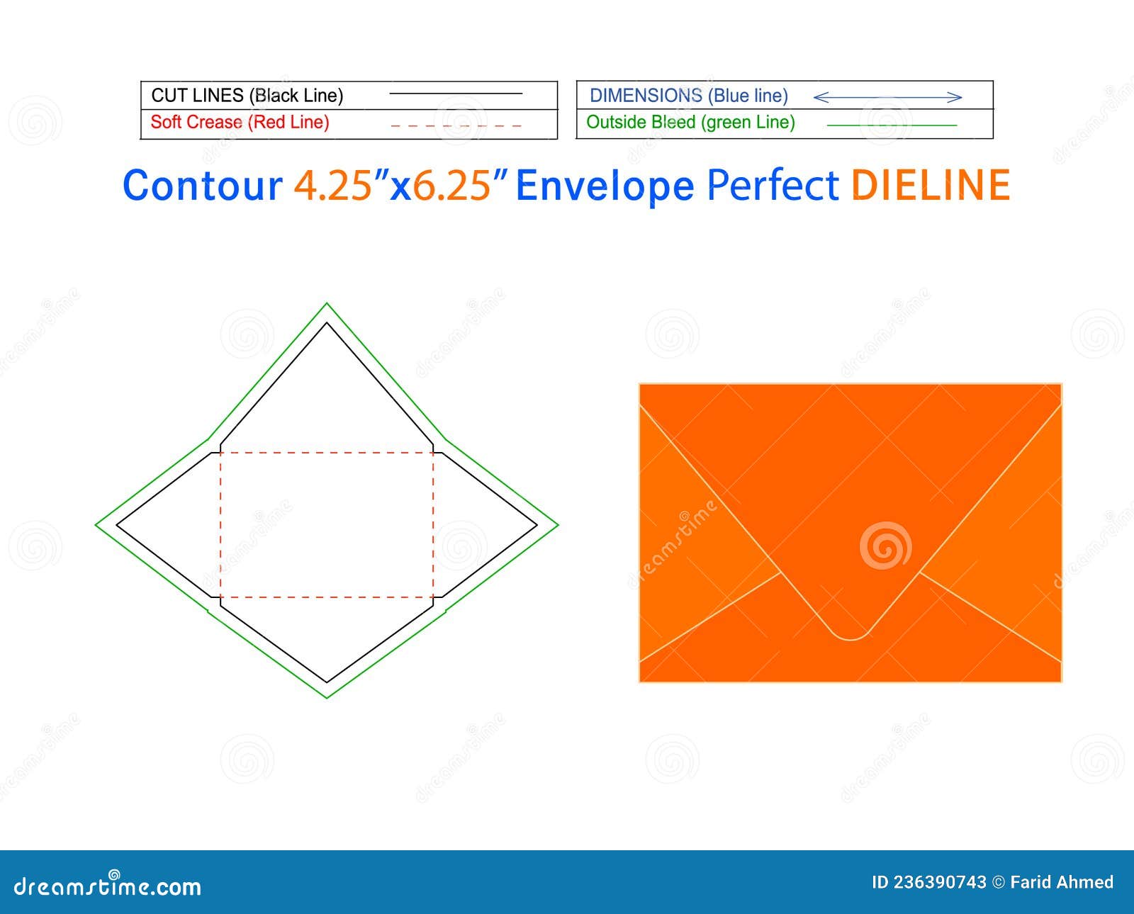 Packaging Contour Envelope 4.25x6 Stock Illustration - Illustration of ...