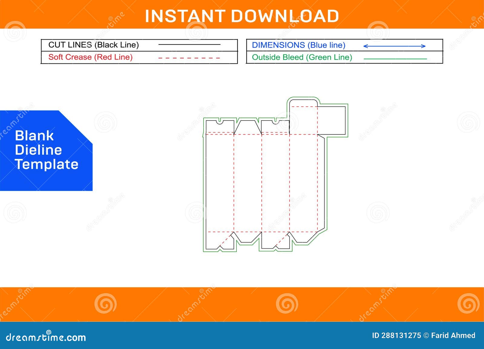 Packaging Display Box, Die Line Template And 3D Box Colour Changeable ...