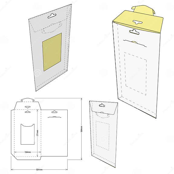 Packaging Envelope and Die-cut Pattern. Stock Vector - Illustration of ...