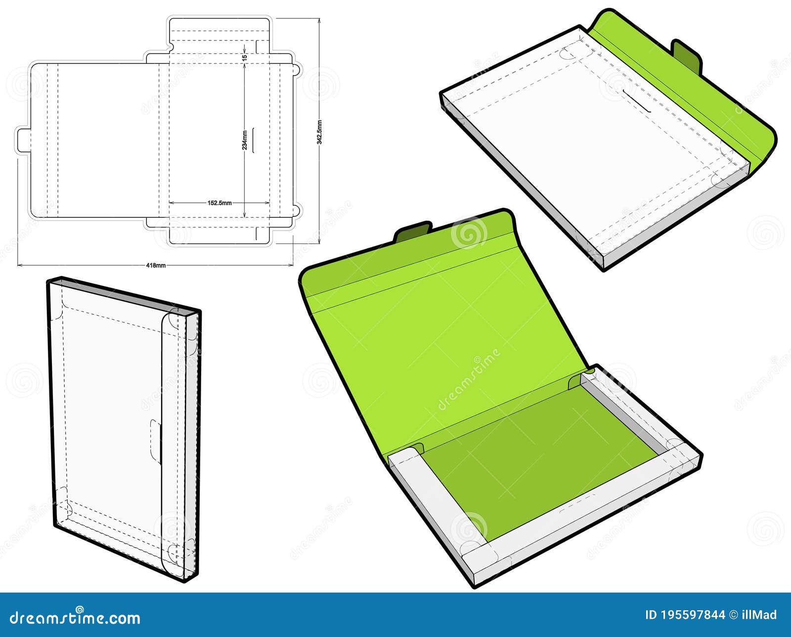 Packaging Envelope and Die-cut Pattern Stock Vector - Illustration of ...