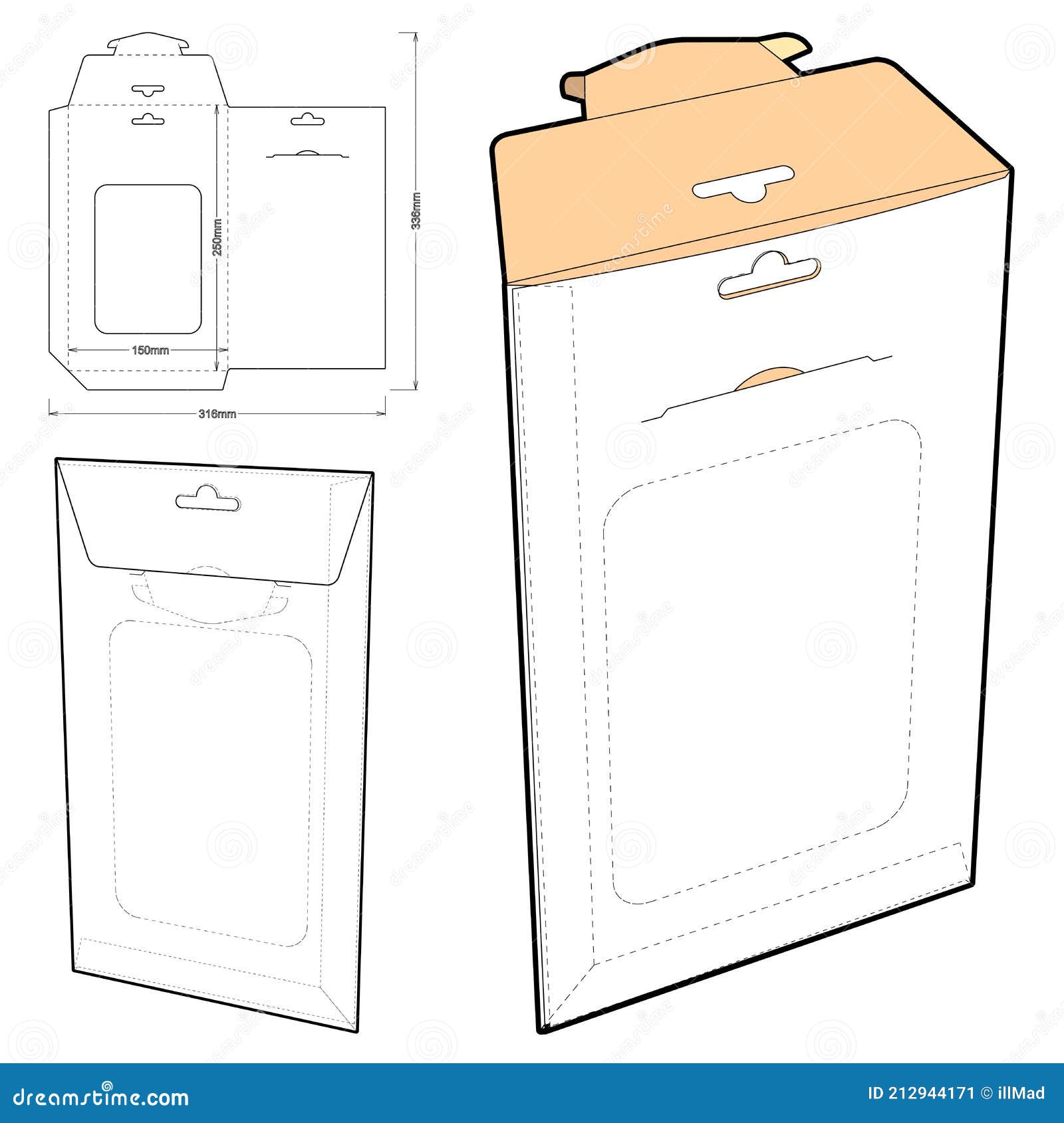 Packaging Envelope and Die-cut Pattern. Stock Vector - Illustration of ...