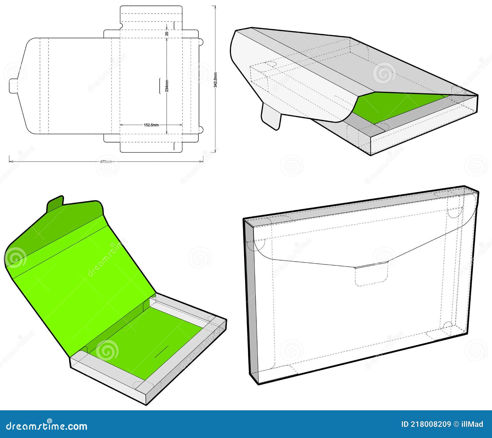 Packaging Envelope and Die-cut Pattern. Stock Vector - Illustration of ...