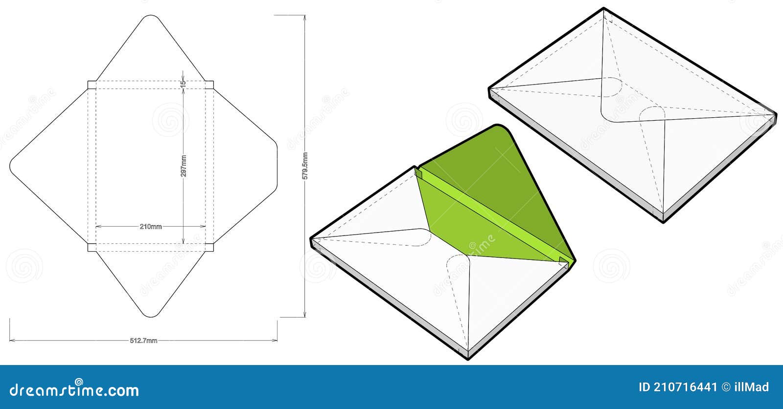 Packaging Envelope A4 and Die-cut Pattern. Stock Vector - Illustration ...