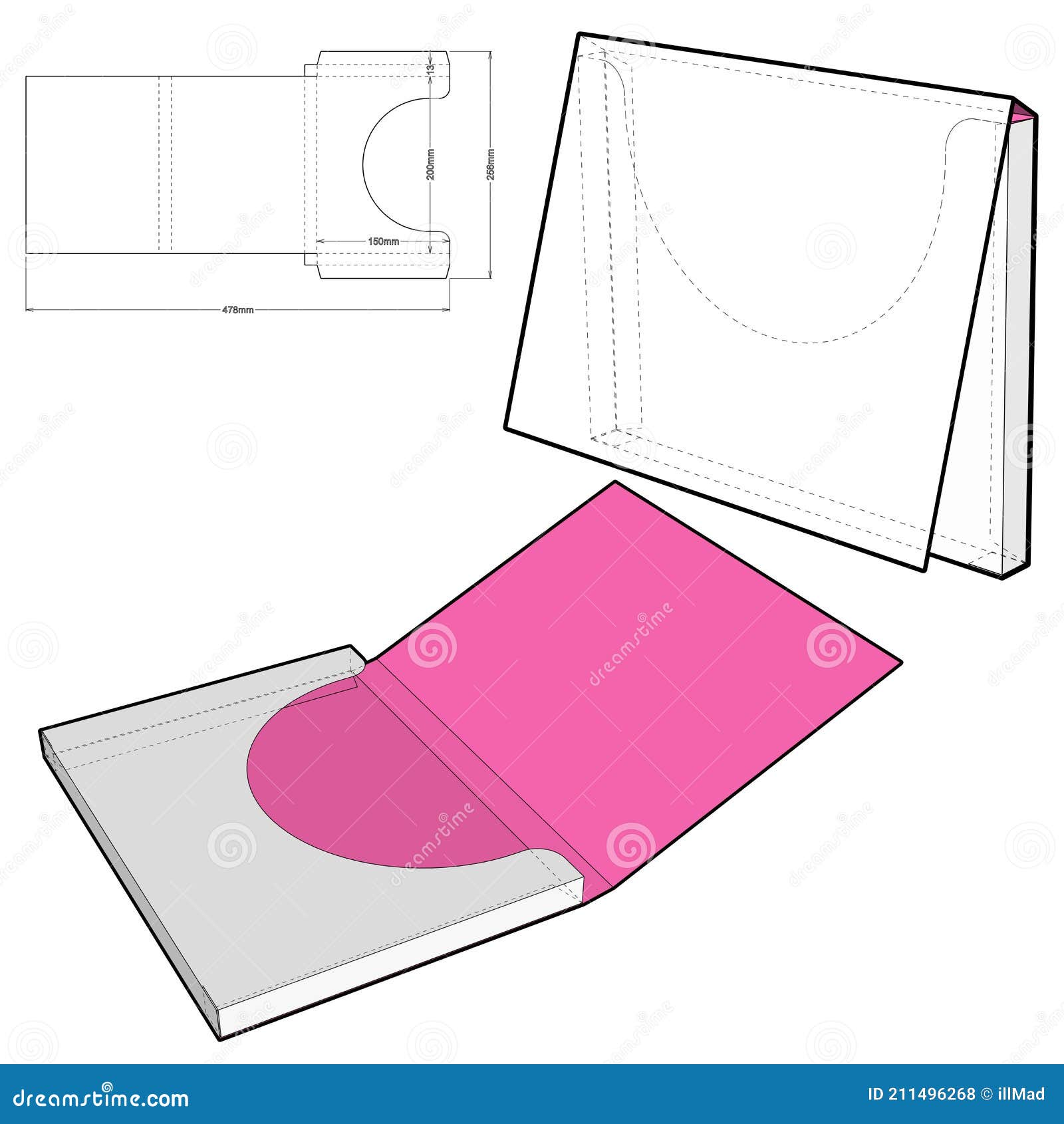 Packaging Envelope Dieline Template And 3D Envelope Design Editable ...