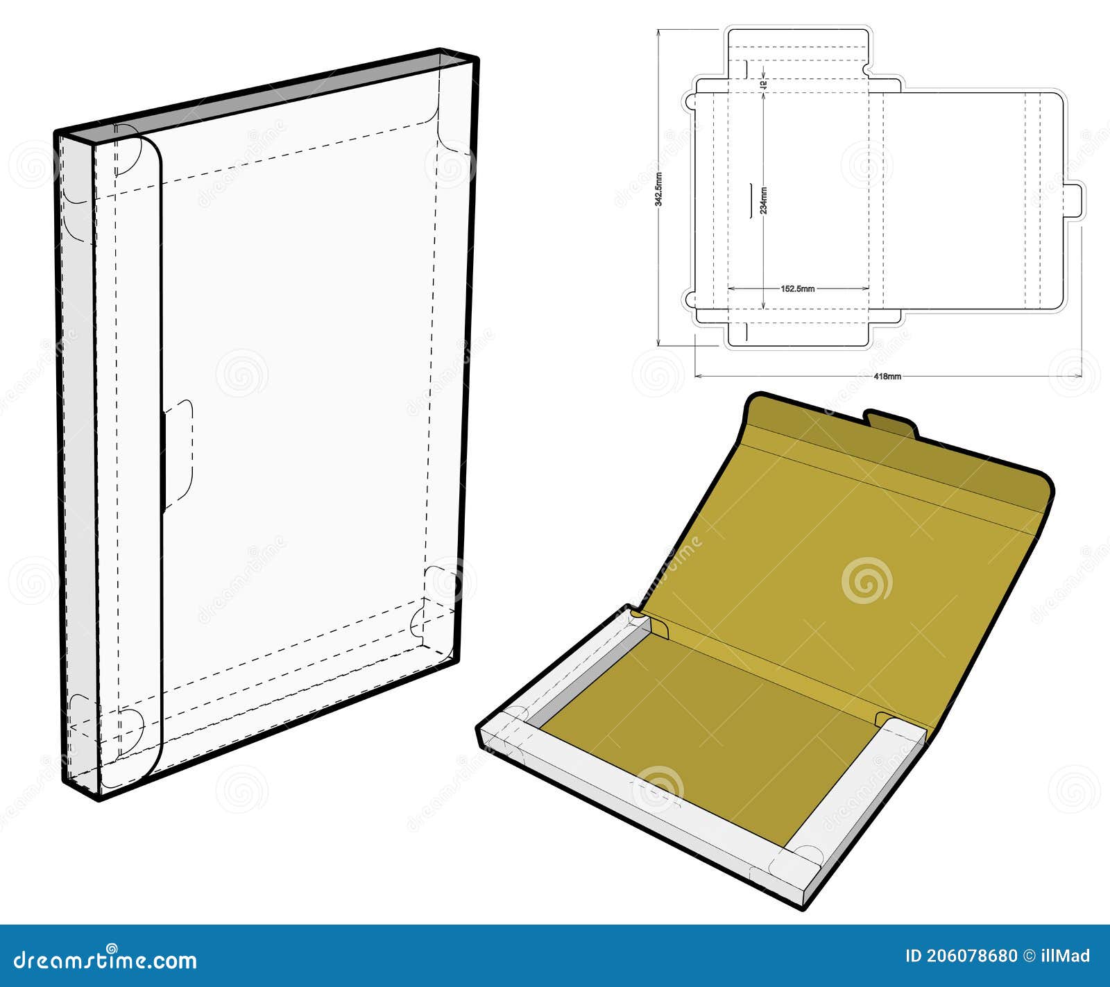 Packaging Envelope Dieline Template And 3D Envelope Design Editable ...