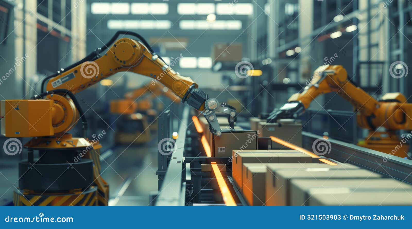 A Packaging Facility with Robotic Arms and Sorting Machines, the End ...