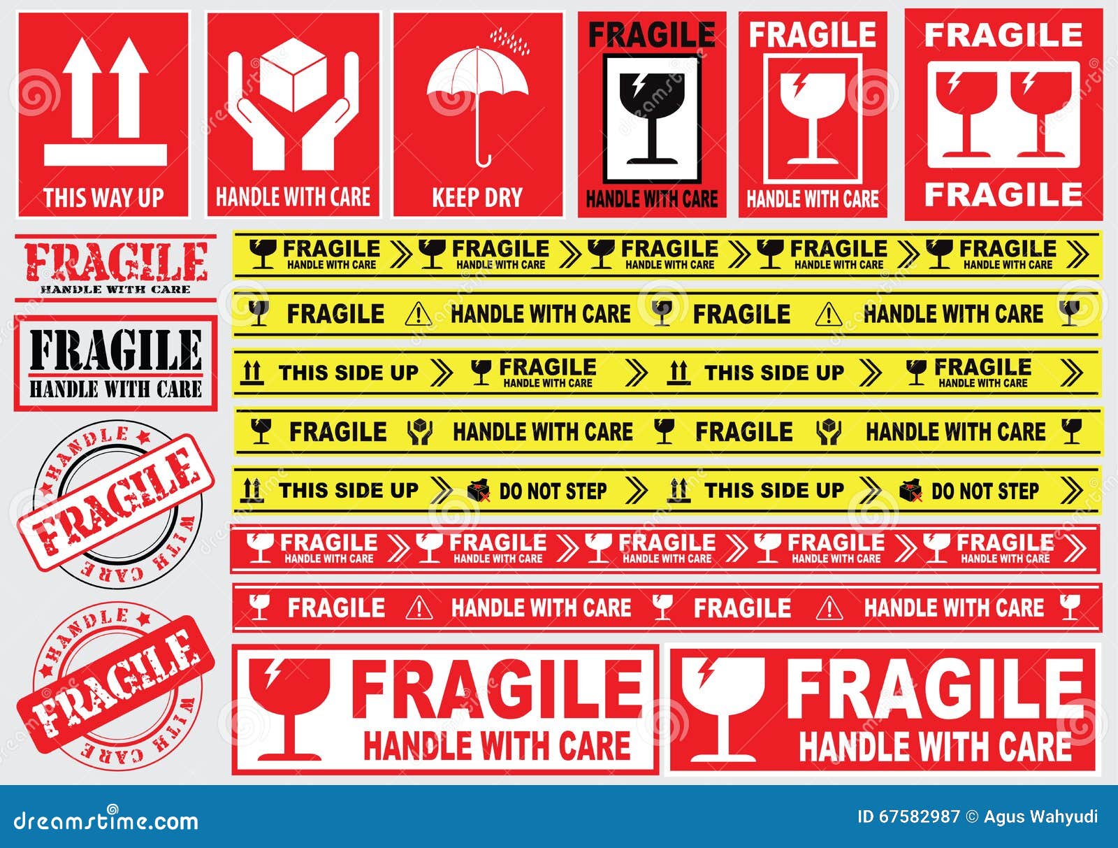 Packaging or Fragile Stickers Stock Illustration - Illustration of ...