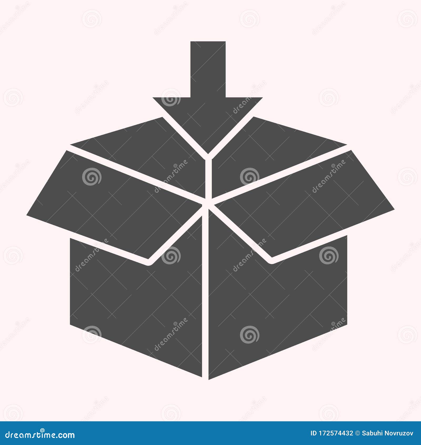 Packaging Glyph Icon. Opened Parcel with Arrow, Loading, Paper Box ...