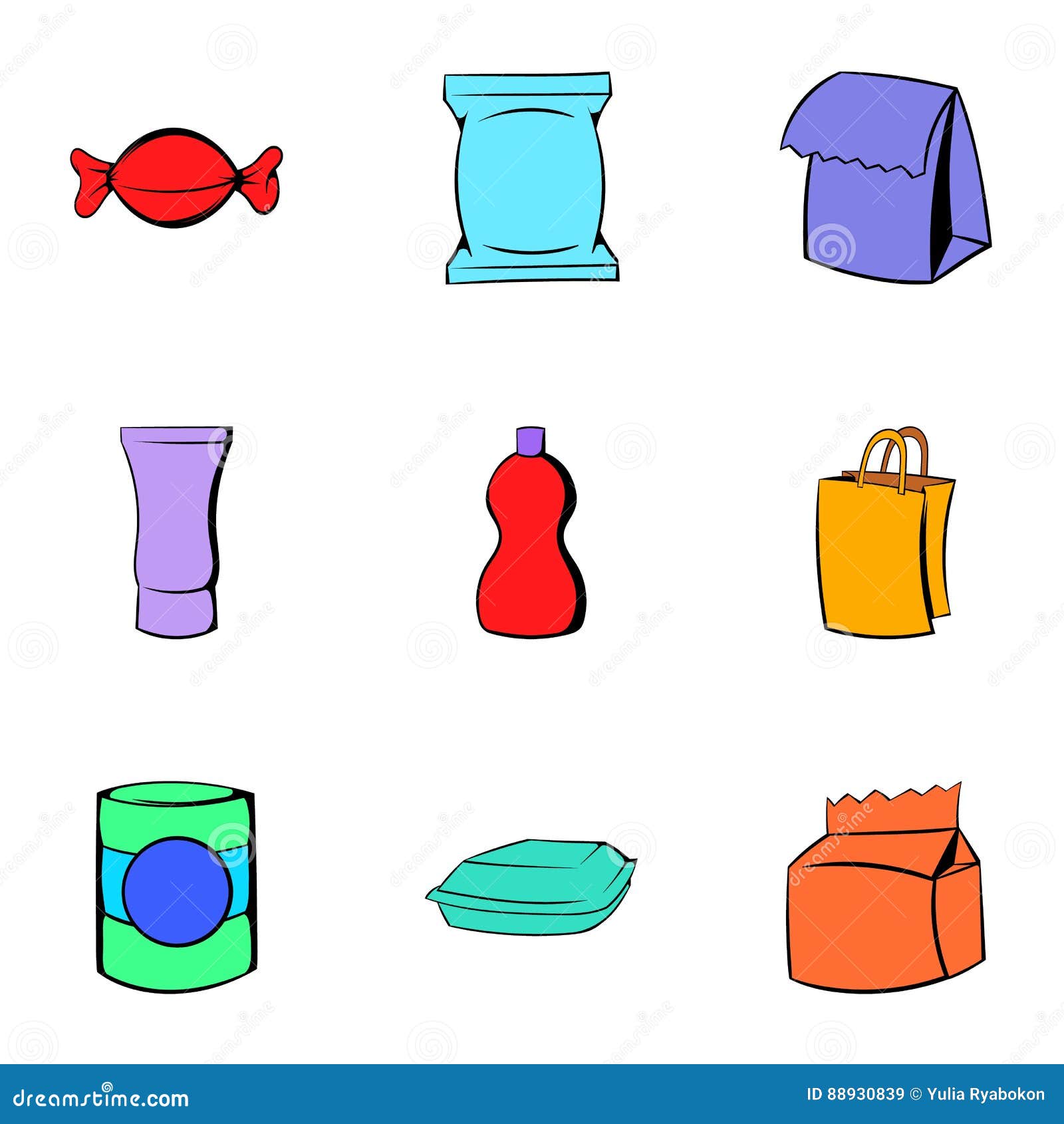 Packaging Icons Set, Cartoon Style Stock Vector - Illustration of cube ...