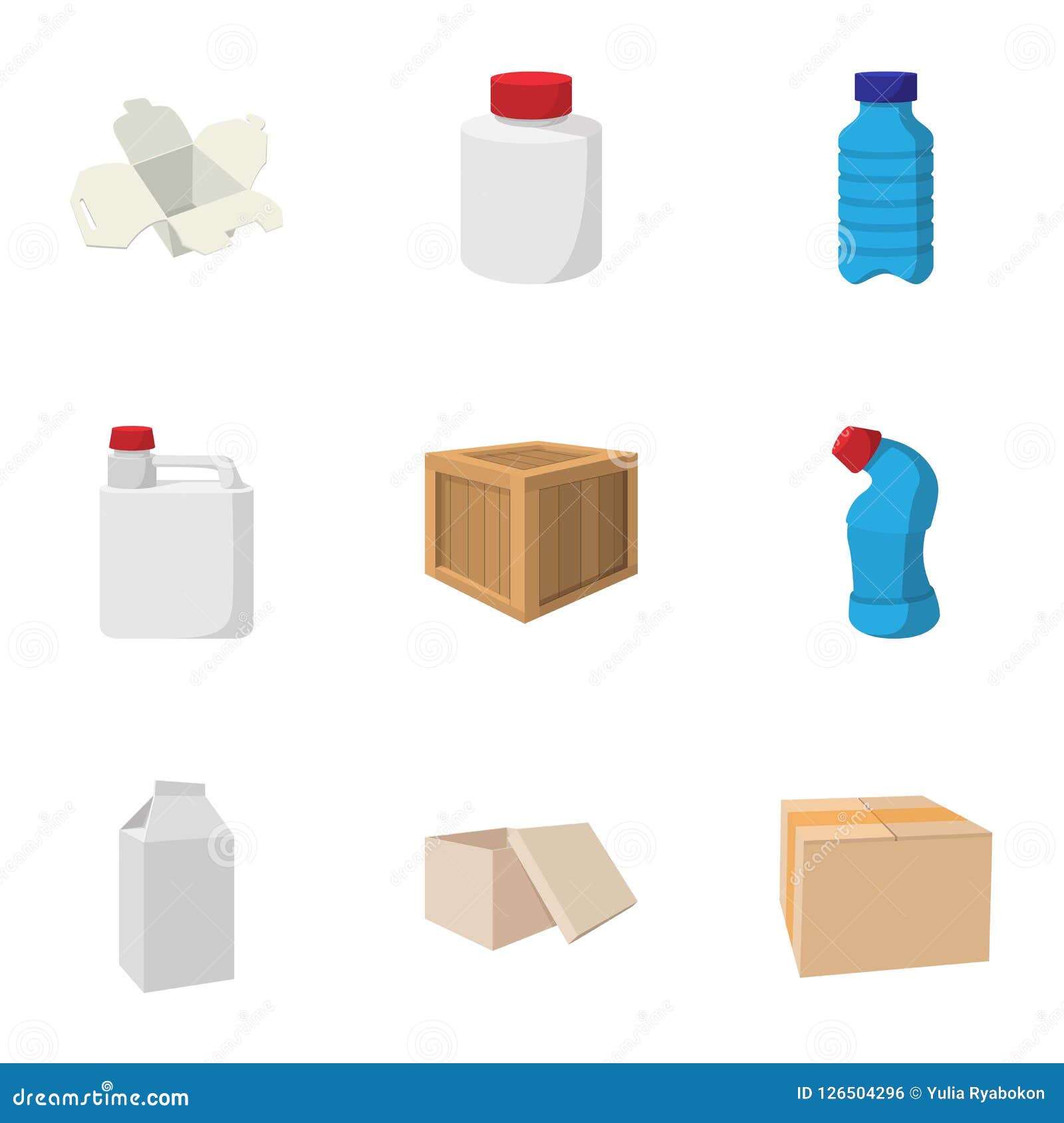Packaging Icons Set, Cartoon Style Stock Illustration - Illustration of ...