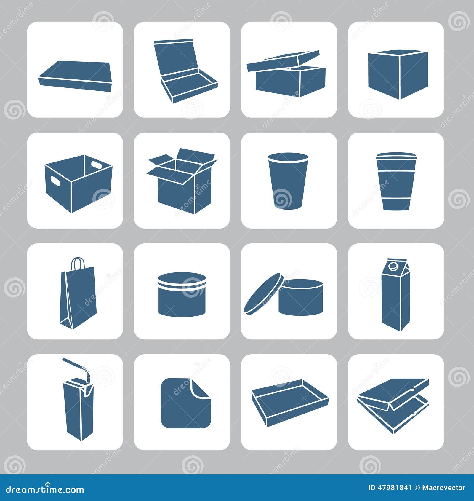 Packaging Icons Set stock vector. Illustration of empty - 47981841