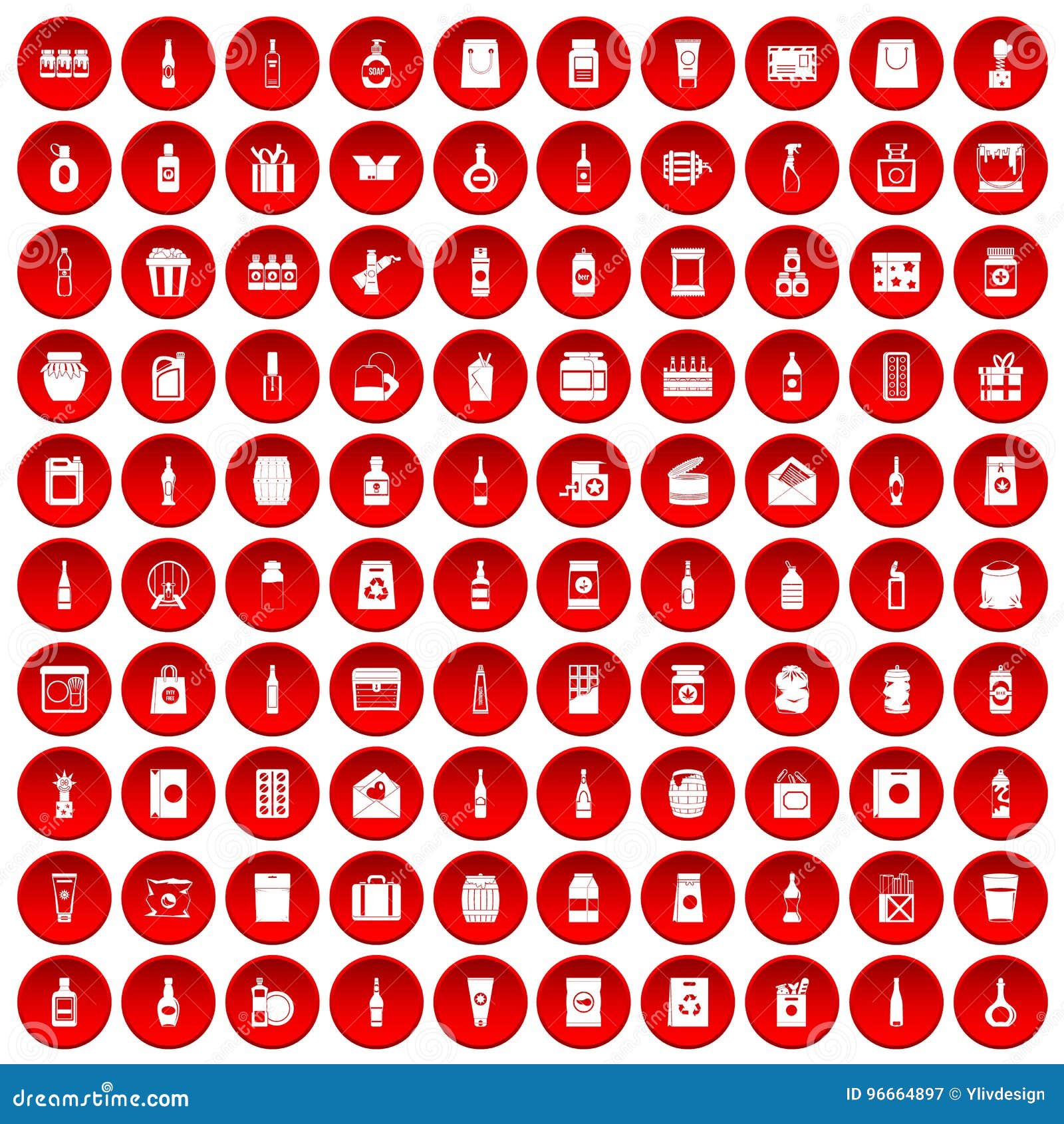 100 Packaging Icons Set Red Stock Vector - Illustration of simple ...