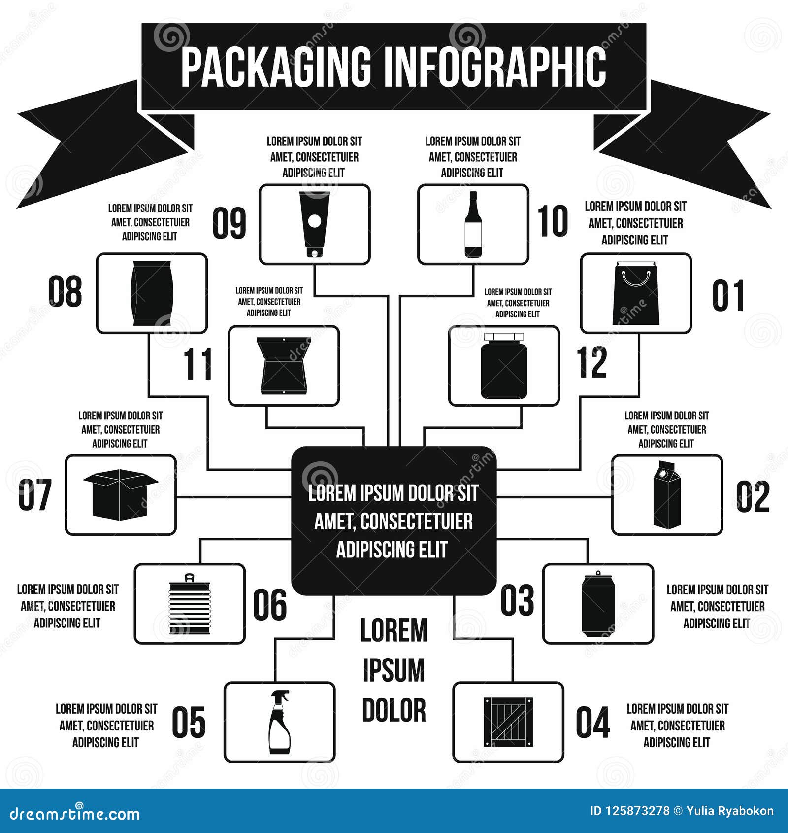 Packaging Infographic Elements, Simple Style Stock Illustration ...
