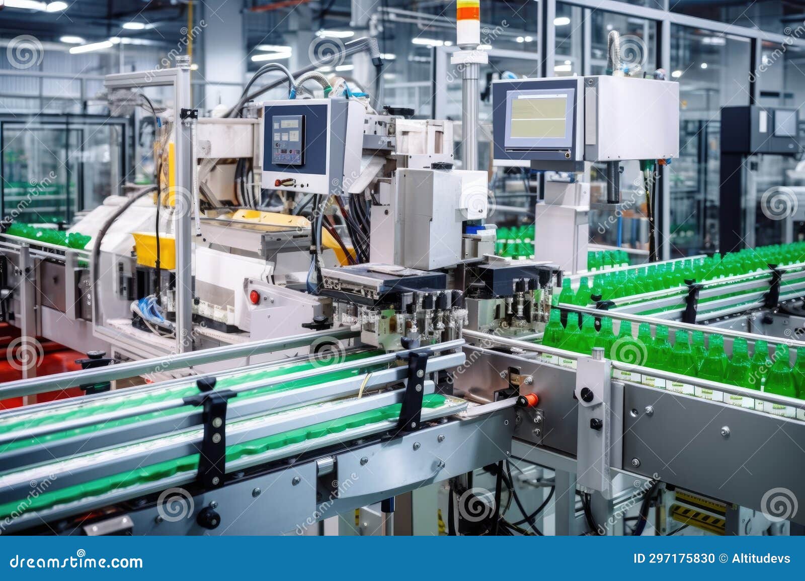 Packaging Line with Auto-labeling Machine in Operation Stock Photo ...
