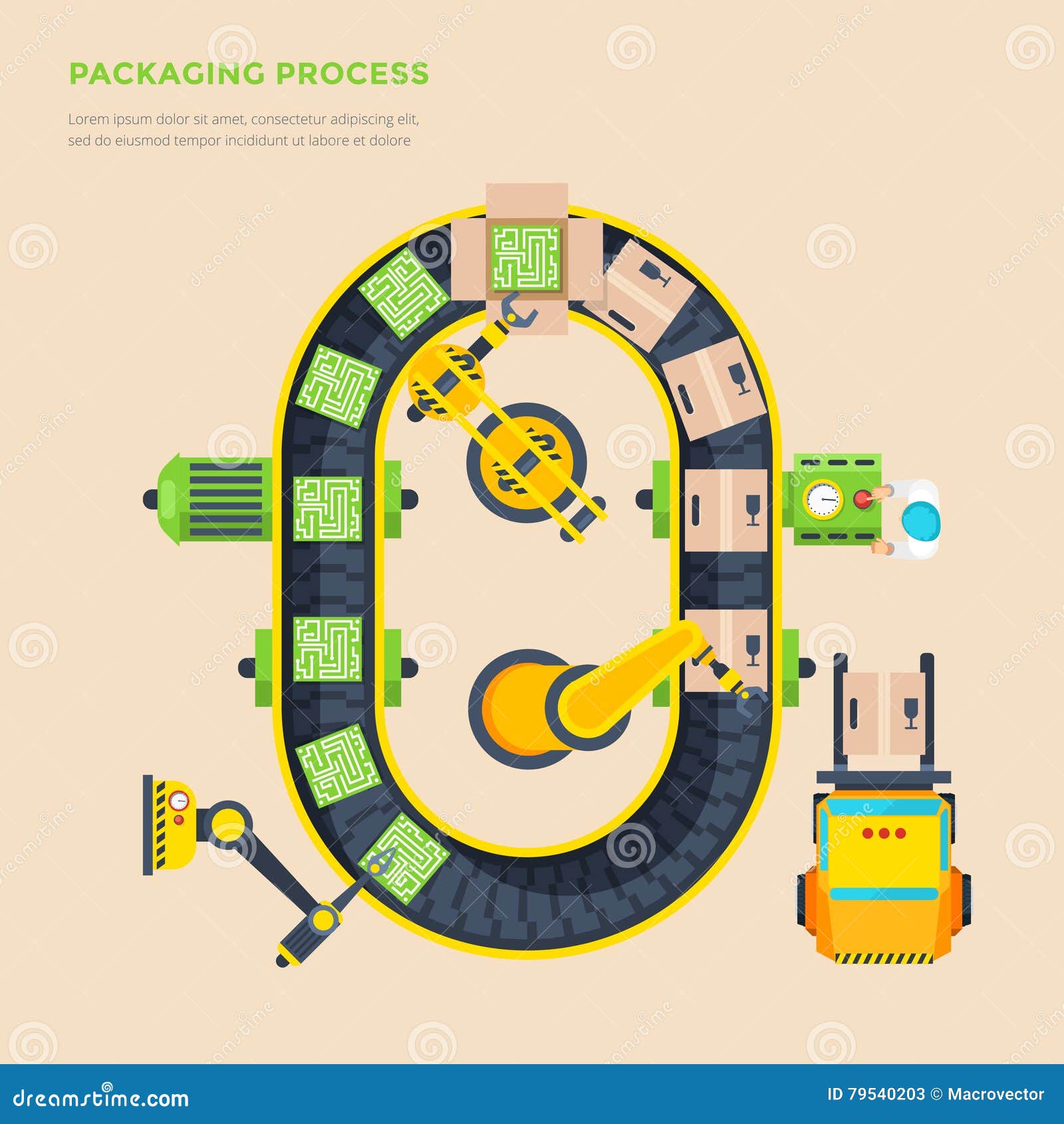 Packaging Line Top View Poster Stock Vector - Illustration of machine ...