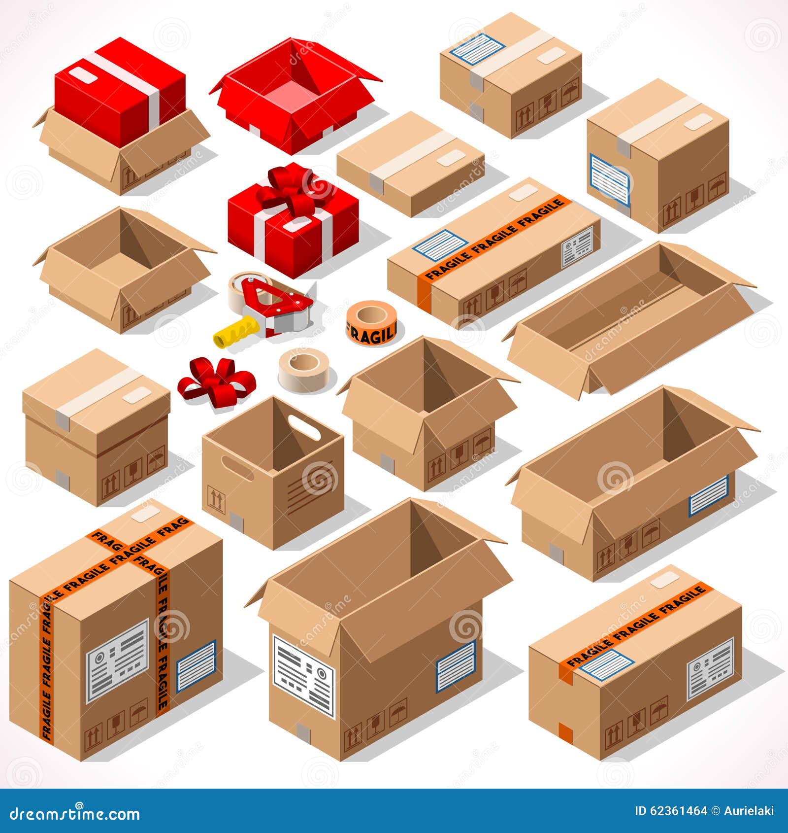 Packaging 01 Objects Isometric Stock Vector - Illustration of design ...