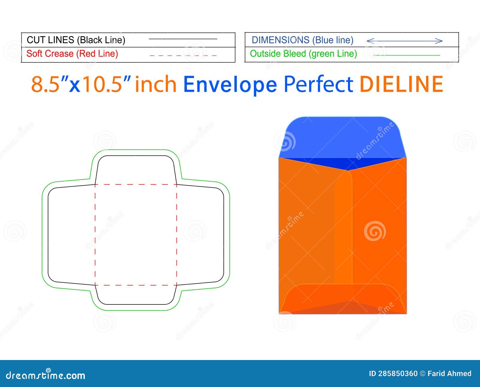 Packaging Open End Envelope or Catalog Envelope 8.5x10.5 Inch Die Line ...