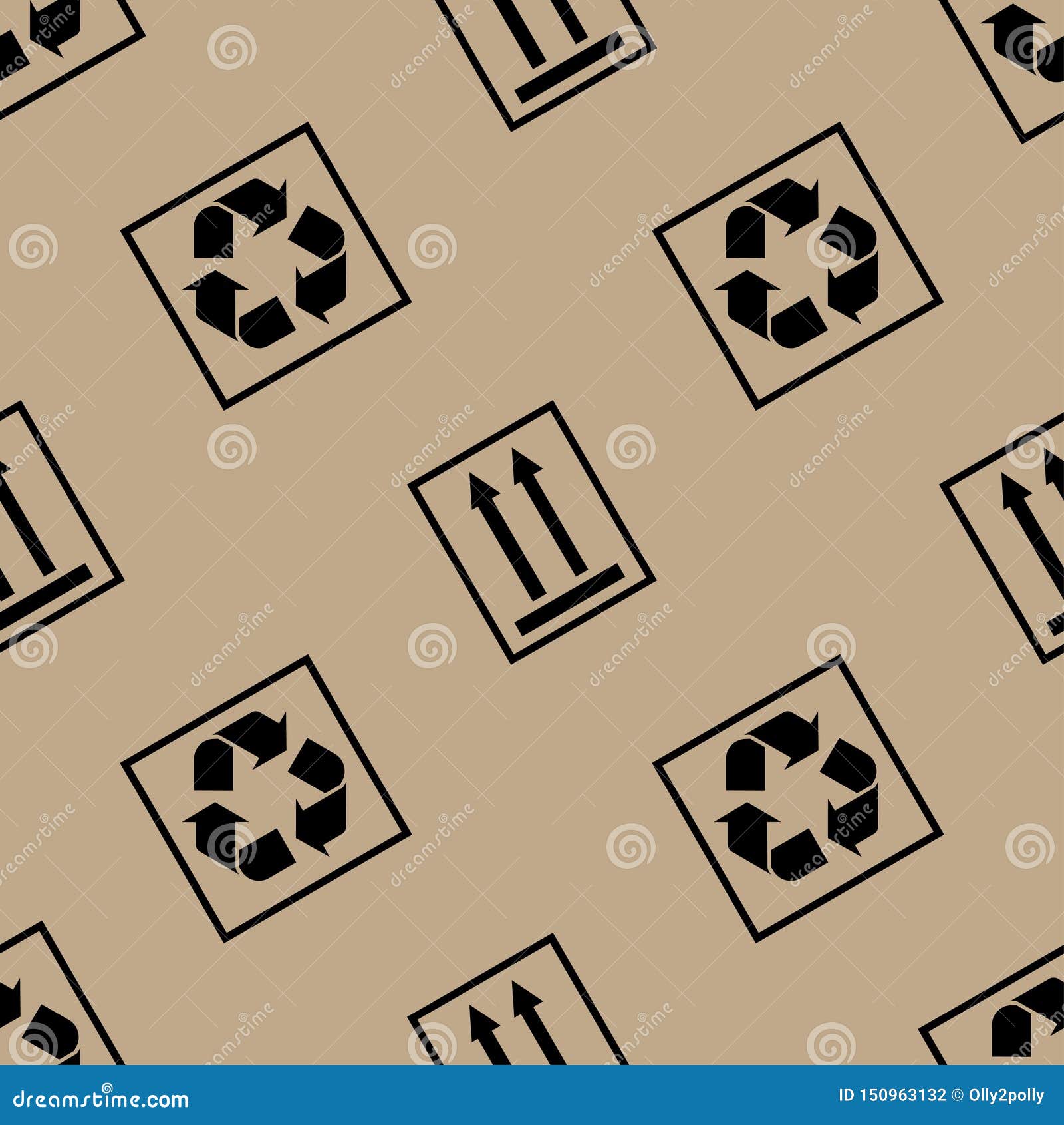 Packaging Paper Pattern with Packaging Symbols. Stock Vector ...