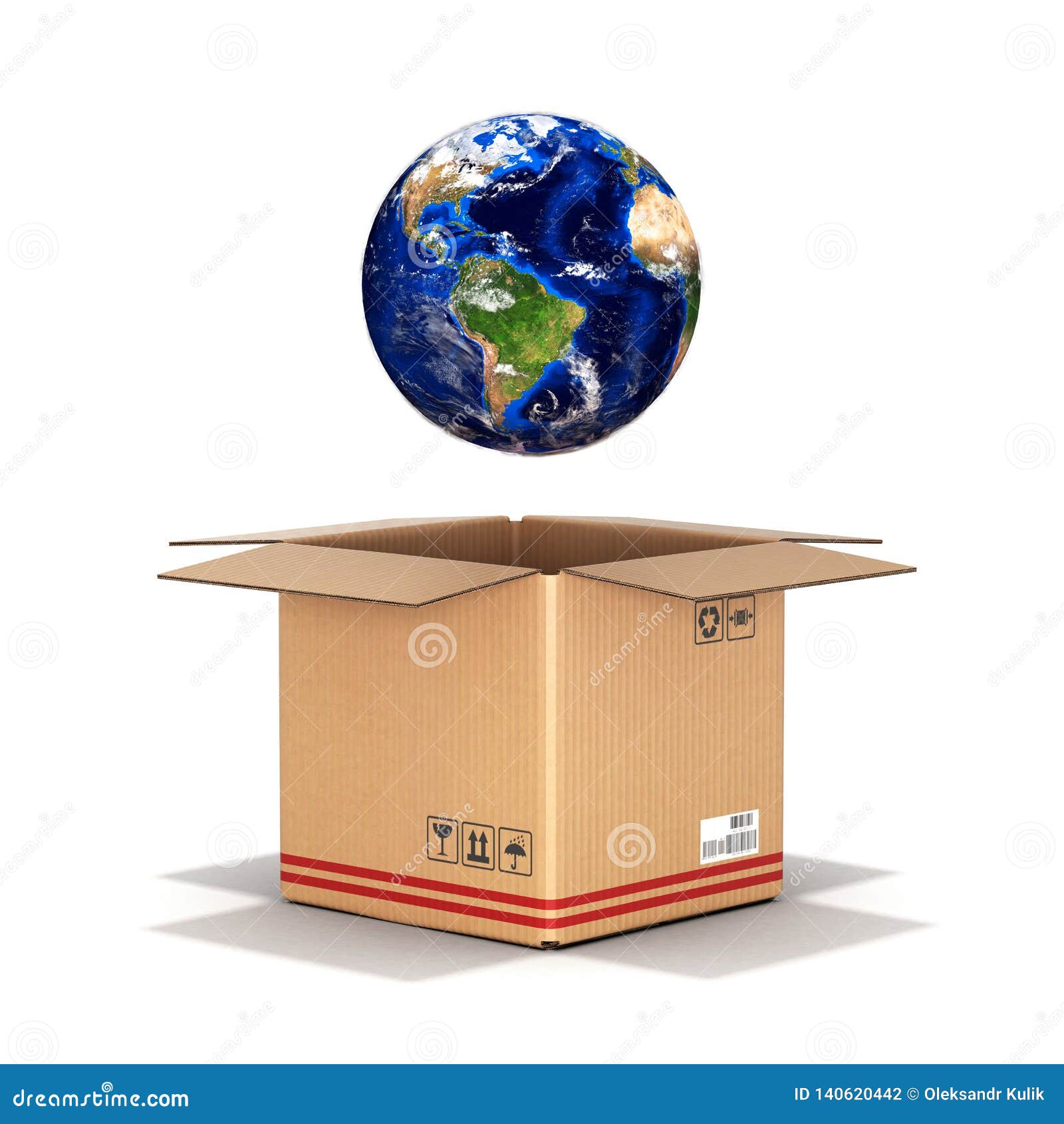 Packaging Planet Earth in a Cardboard Box 3d Illustration Stock ...