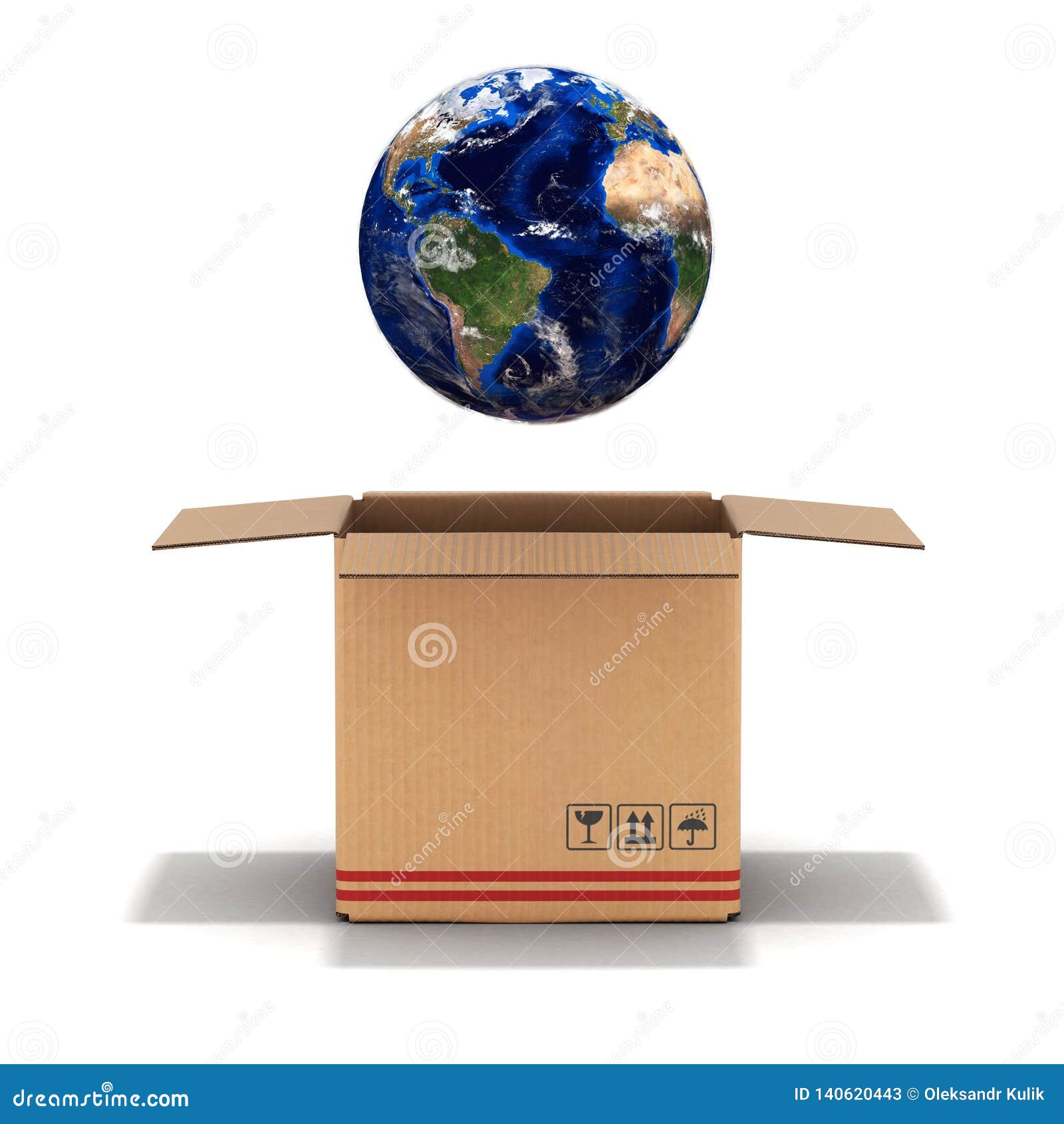 Packaging Planet Earth in a Cardboard Box 3d Illustration Stock ...