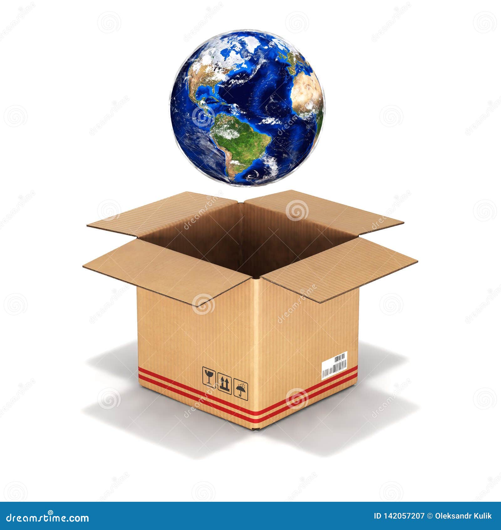Packaging Planet Earth in a Cardboard Box 3d Illustration Stock ...