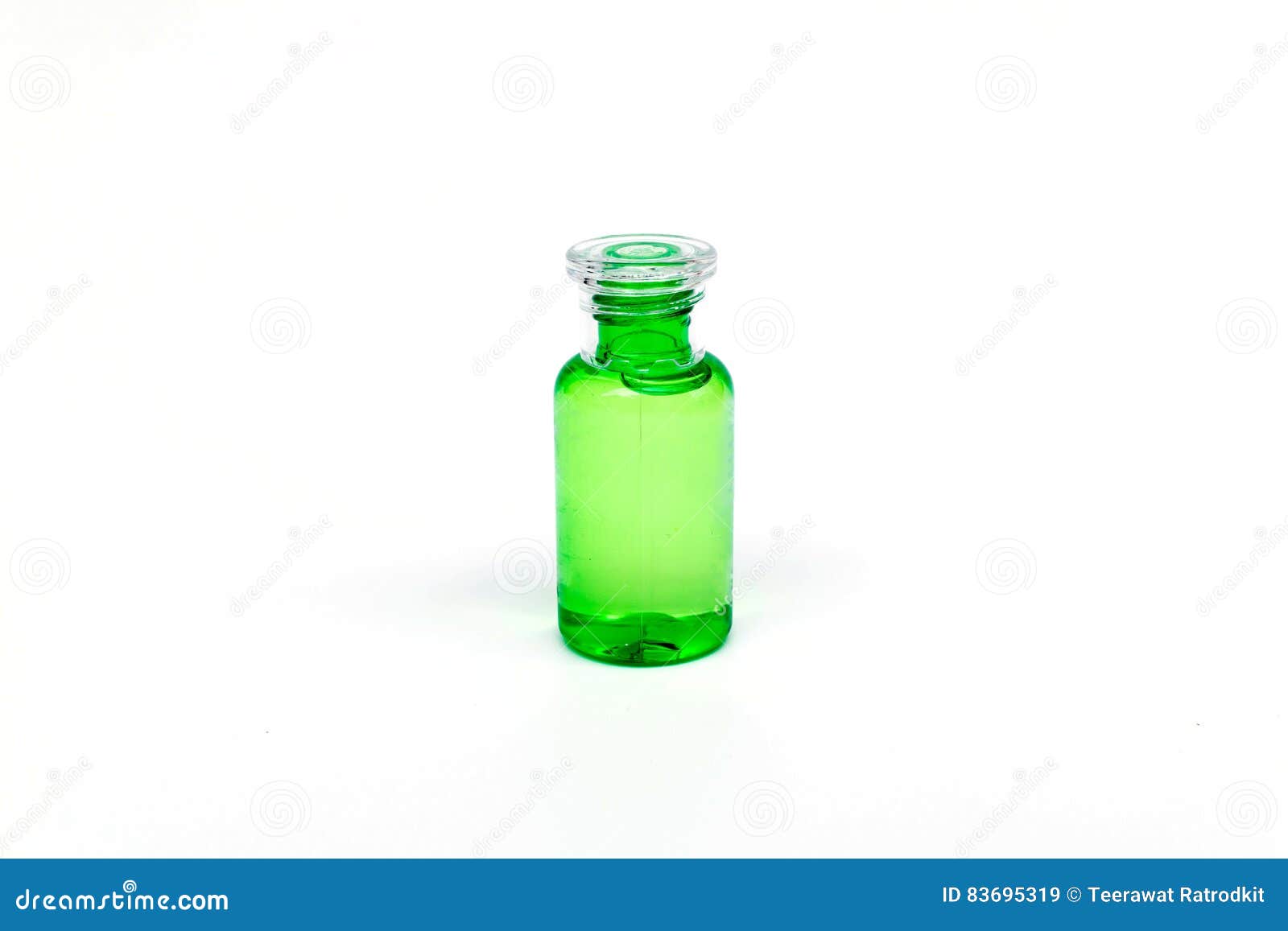 Packaging Plastic Clear Bottle with Green Liquid on White Background ...
