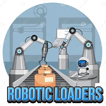 Packaging Process Concept with Robotic Loaders Stock Vector - Illustration of robots, line ...