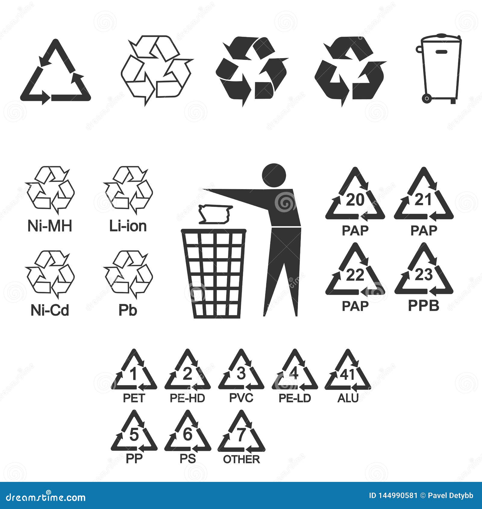 Packaging Recycling Icons Set. Vector Illustration, Flat Design Stock ...