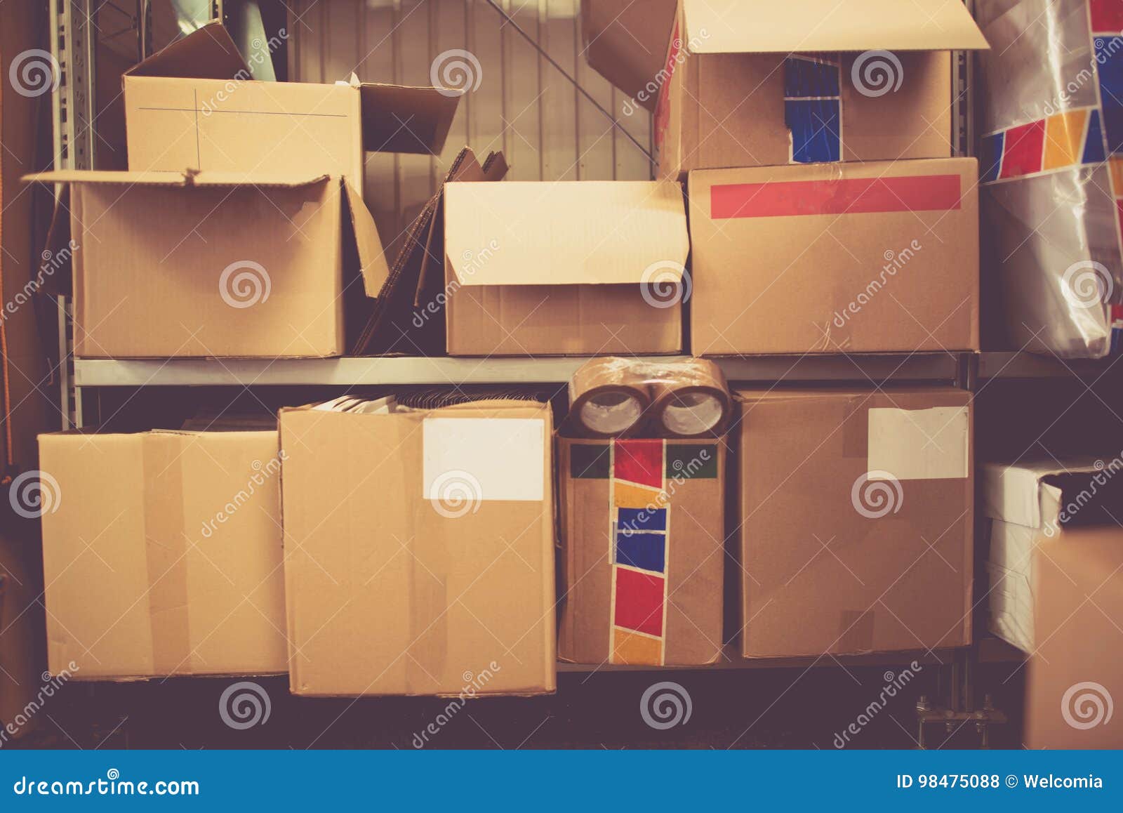 Packaging and Shipping Area Stock Photo - Image of paper, horizontal ...