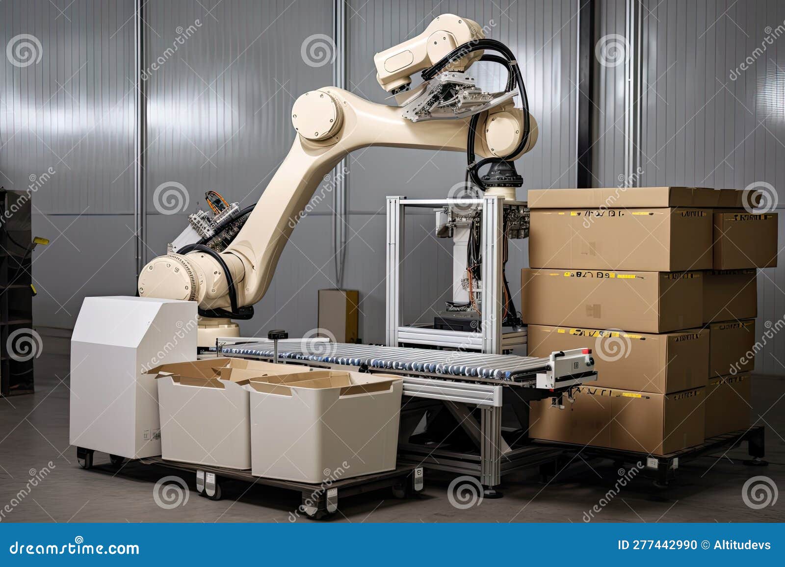 Packaging and Sorting Robot, with Arms Moving and Packages Being Sorted ...