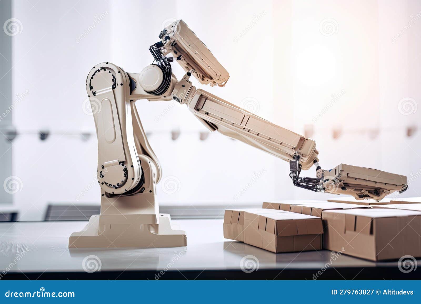 Packaging and Sorting Robot, with Hands on Its Sides, Reaching for ...
