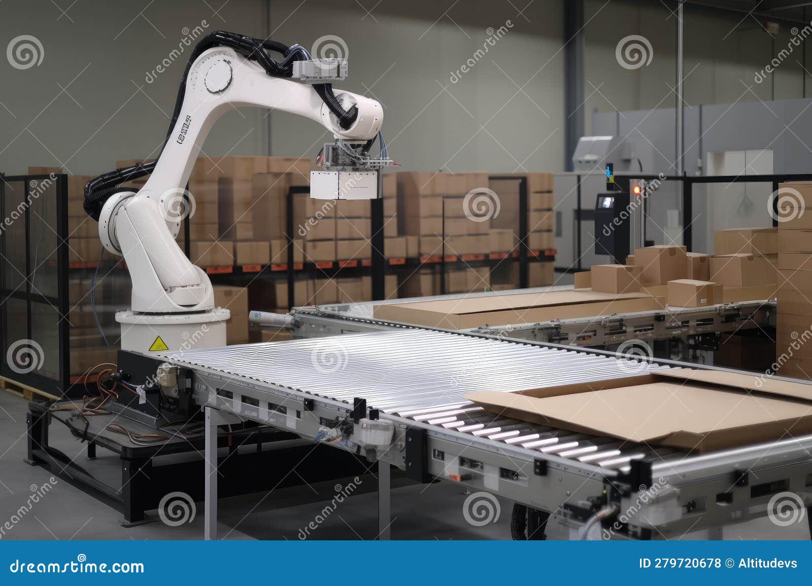 Packaging and Sorting Robot, with Its Arm Moving in Sync To Pack ...
