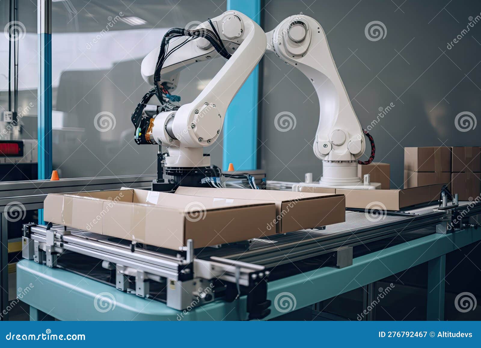 Packaging and Sorting Robot, with Its Arms Moving Quickly To Package ...
