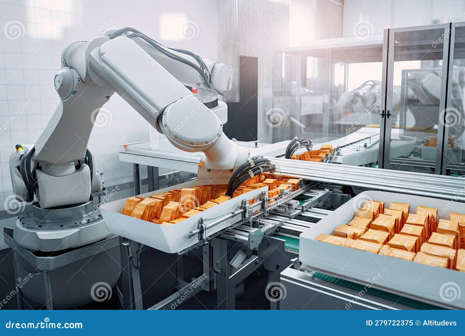 Packaging and Sorting Robot, with Its Arms Sorting Out Different ...
