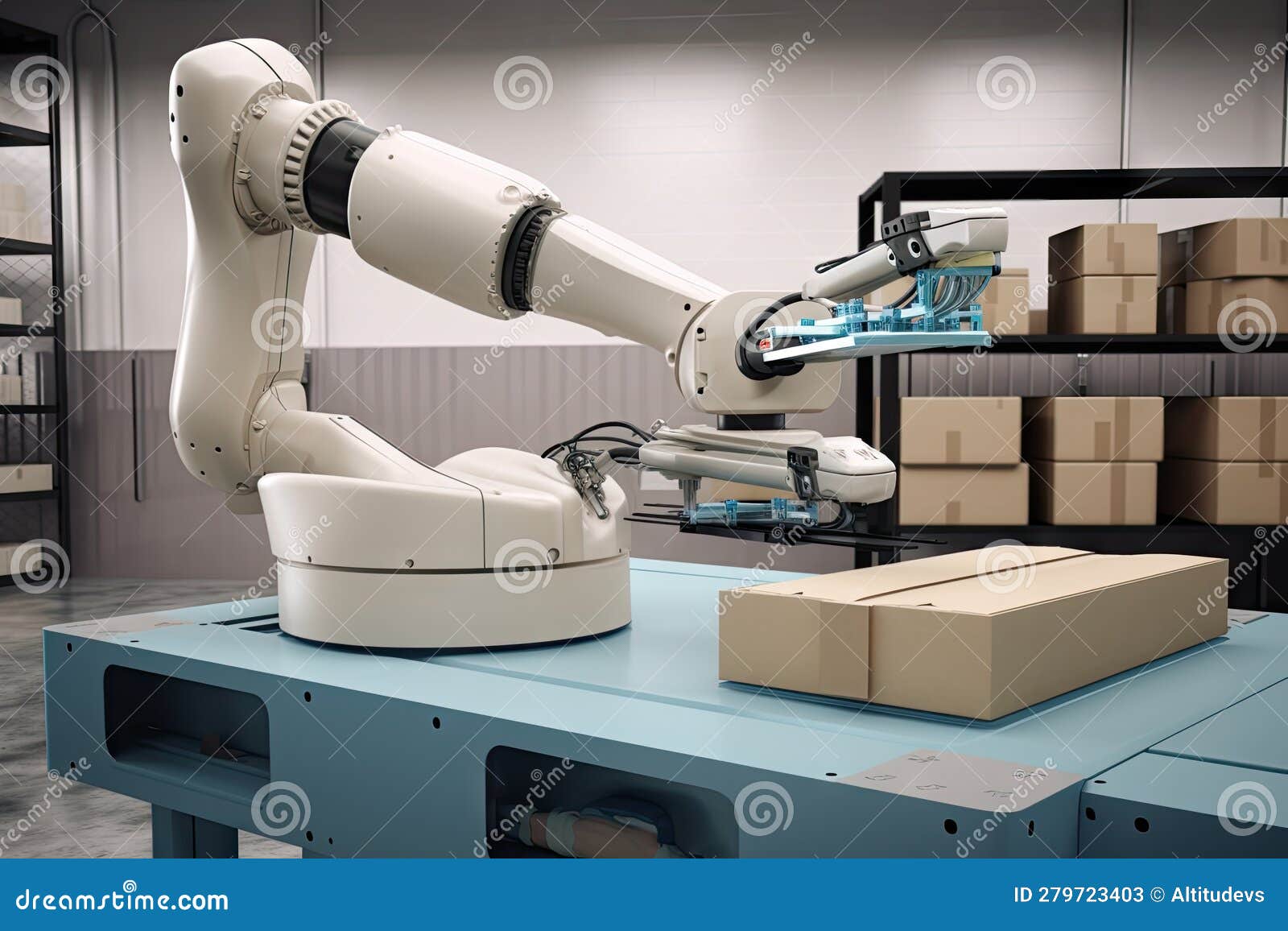Packaging and Sorting Robot, with Its Mechanical Arms Moving Swiftly To ...