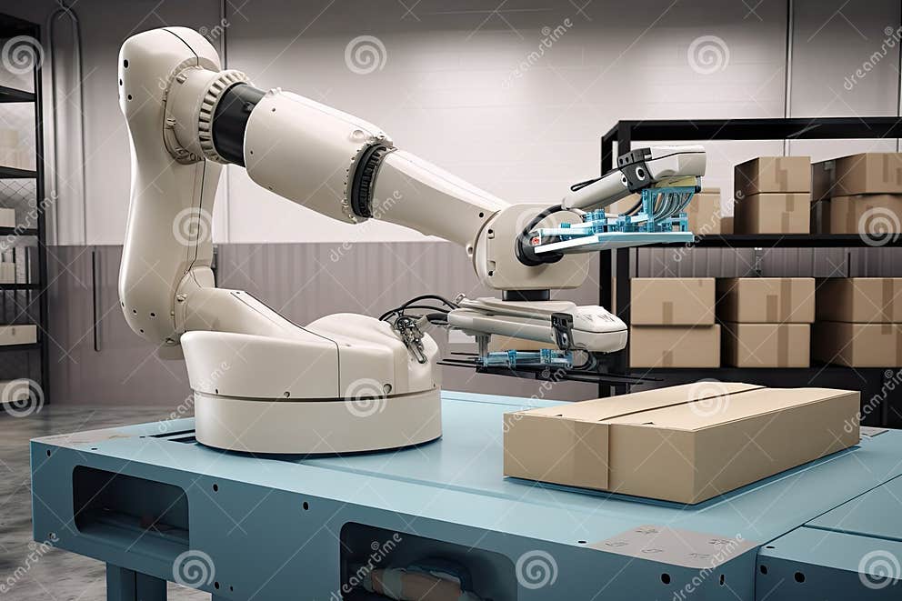 Packaging and Sorting Robot, with Its Mechanical Arms Moving Swiftly To ...