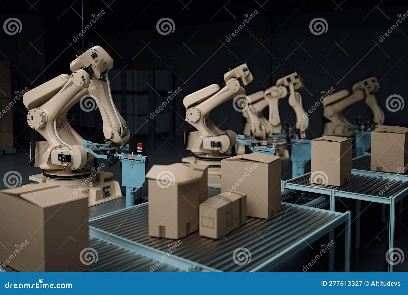 Packaging and Sorting Robot, in Motion, Sorting Packages into Different ...