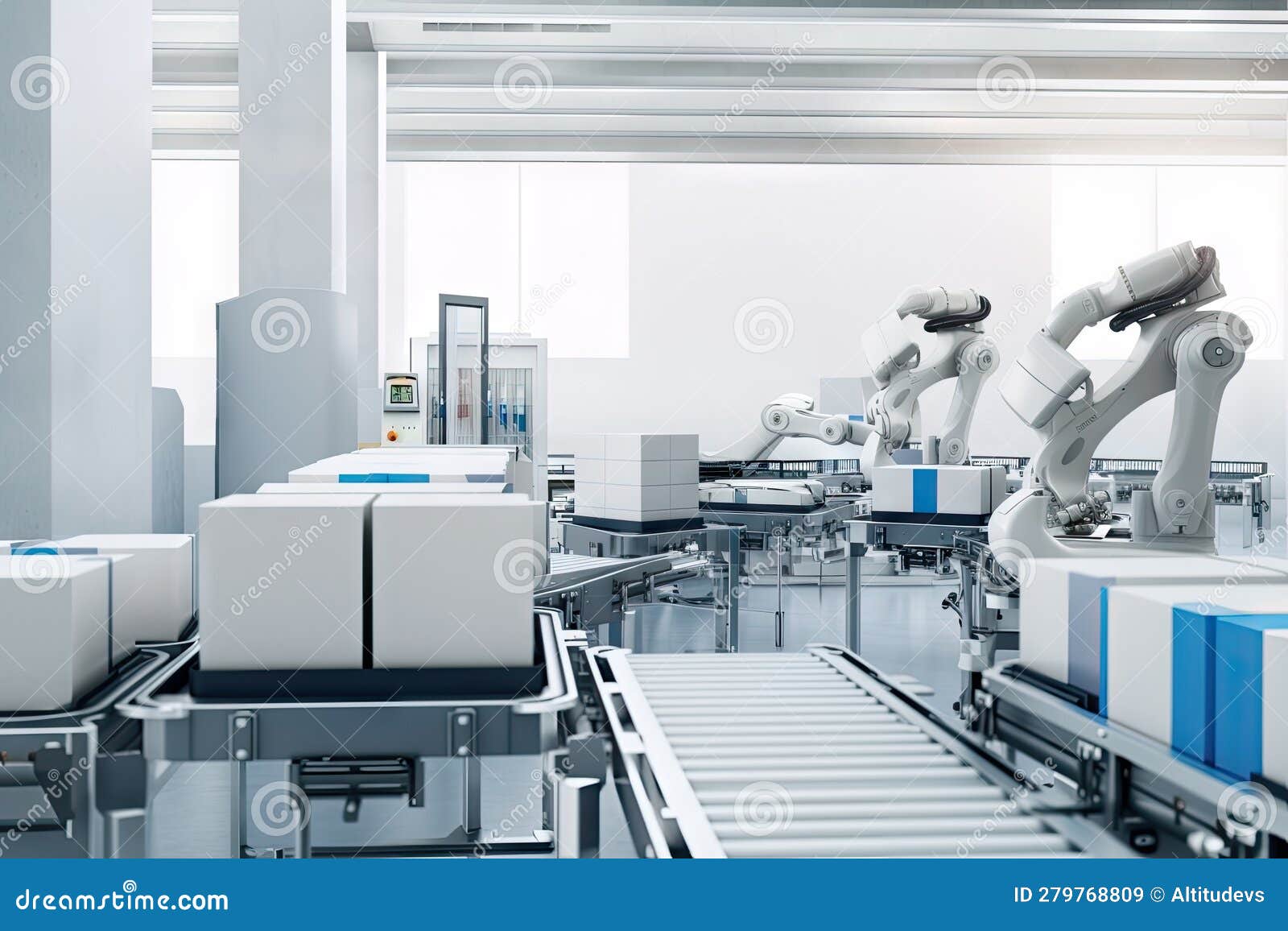 Packaging and Sorting Robot, in Motion, Sorting Packages into Different ...