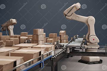 Packaging and Sorting Robot Picking Items from Conveyor Belt, Packing ...