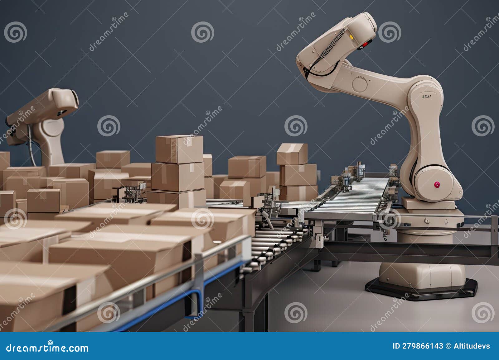 Sorting And Packing Robots Isolated Cartoon Vector Illustrations