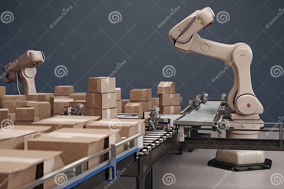 Packaging and Sorting Robot Picking Items from Conveyor Belt, Packing ...