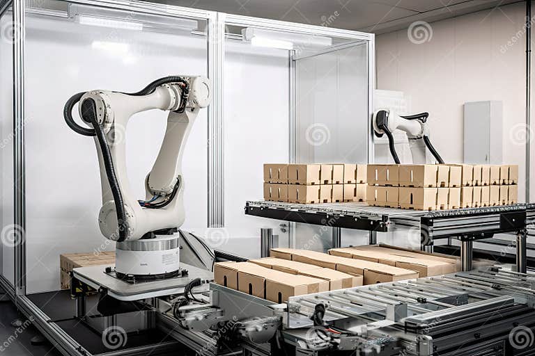 Packaging and Sorting Robot Picking Up Items and Placing Them into ...