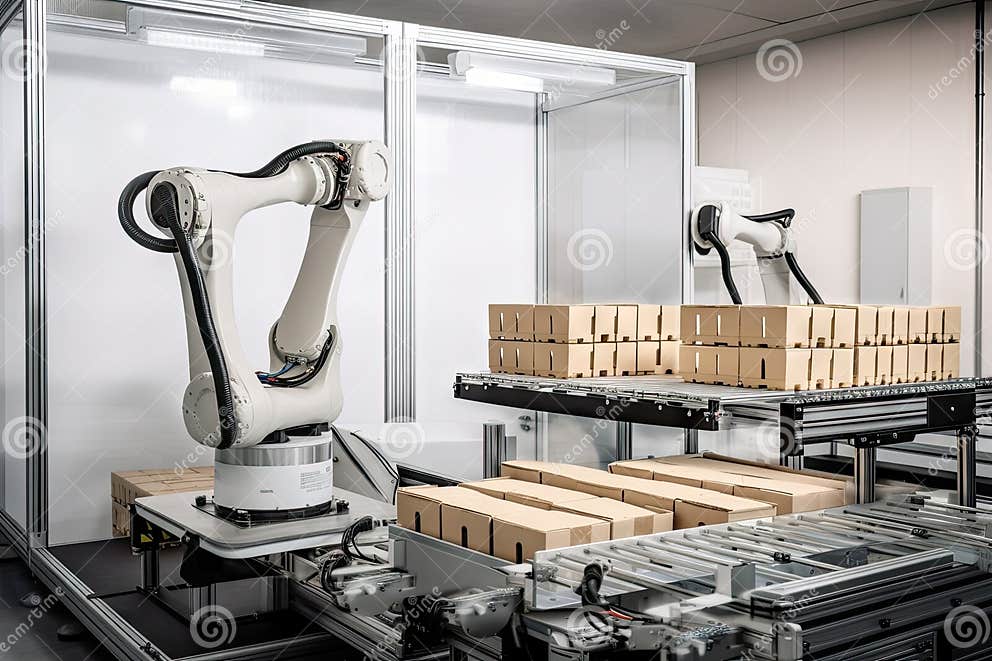 Packaging and Sorting Robot Picking Up Items and Placing Them into ...