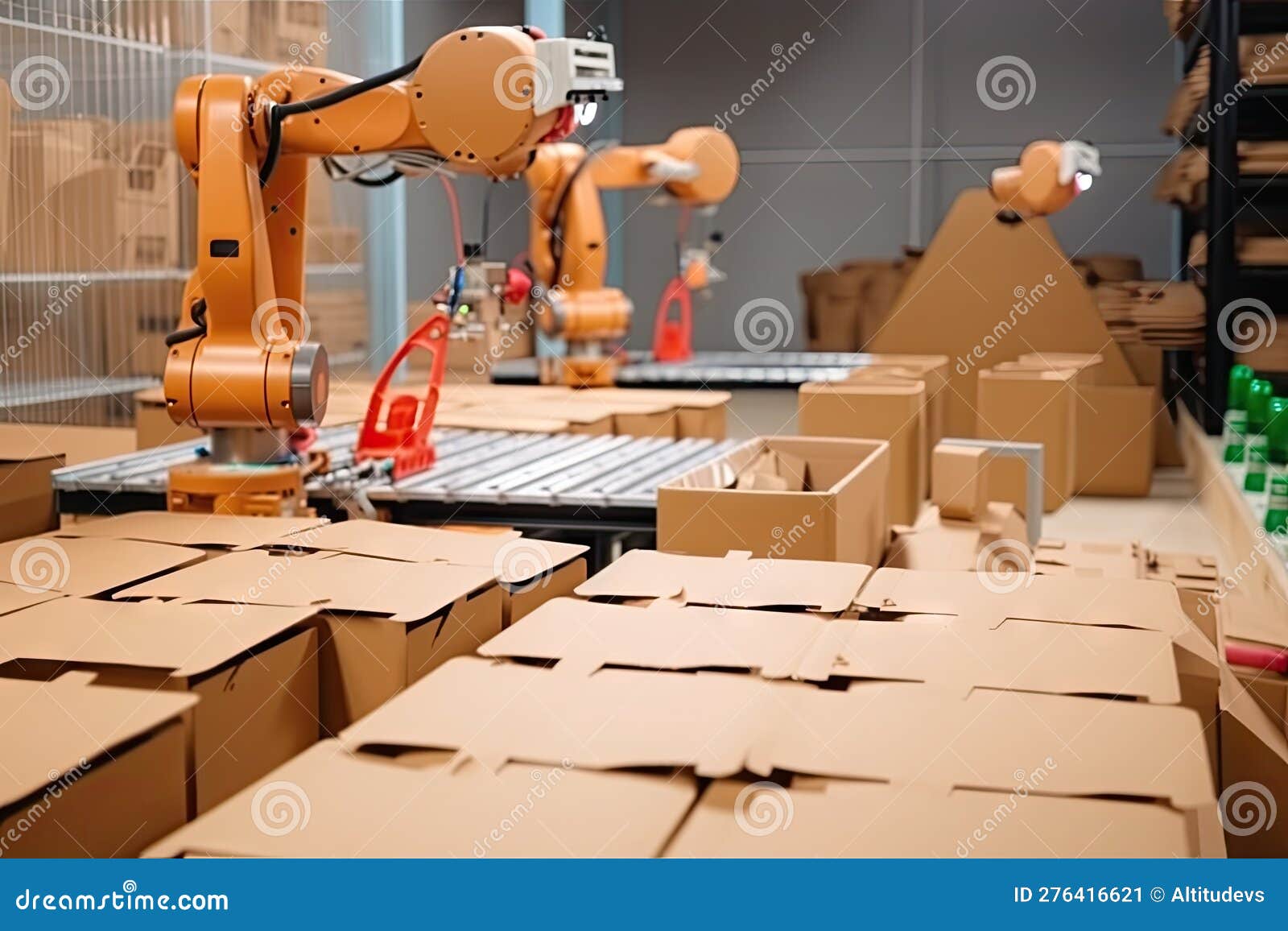 Packaging And Sorting Robots Working In Mock Store Packaging Products For Purchase Stock