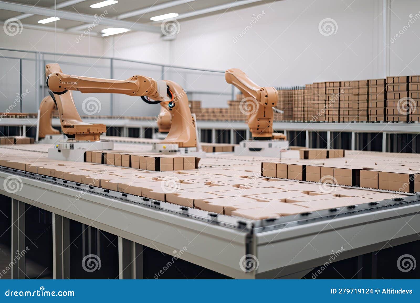 Packaging and Sorting Robots Working in Perfect Harmony, Each with Its Own Task To Fulfill Stock ...