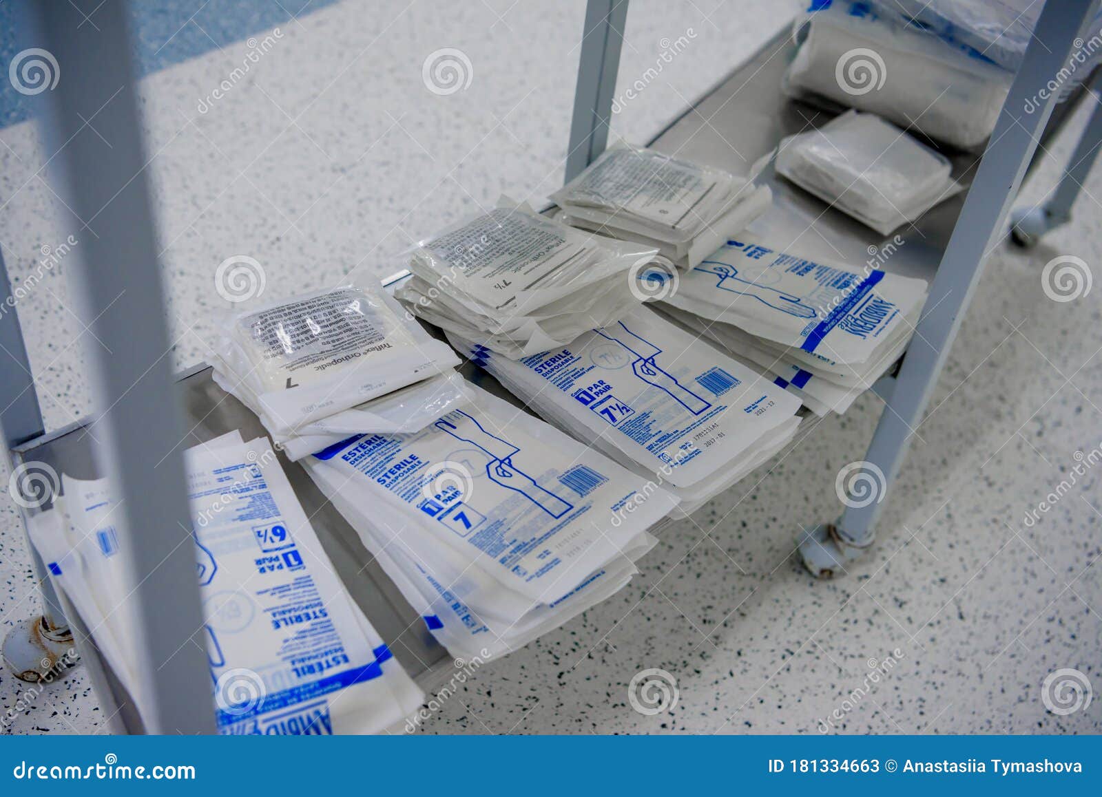 Packaging with Sterile Gloves on a Shelf in a Hospital Stock Image ...